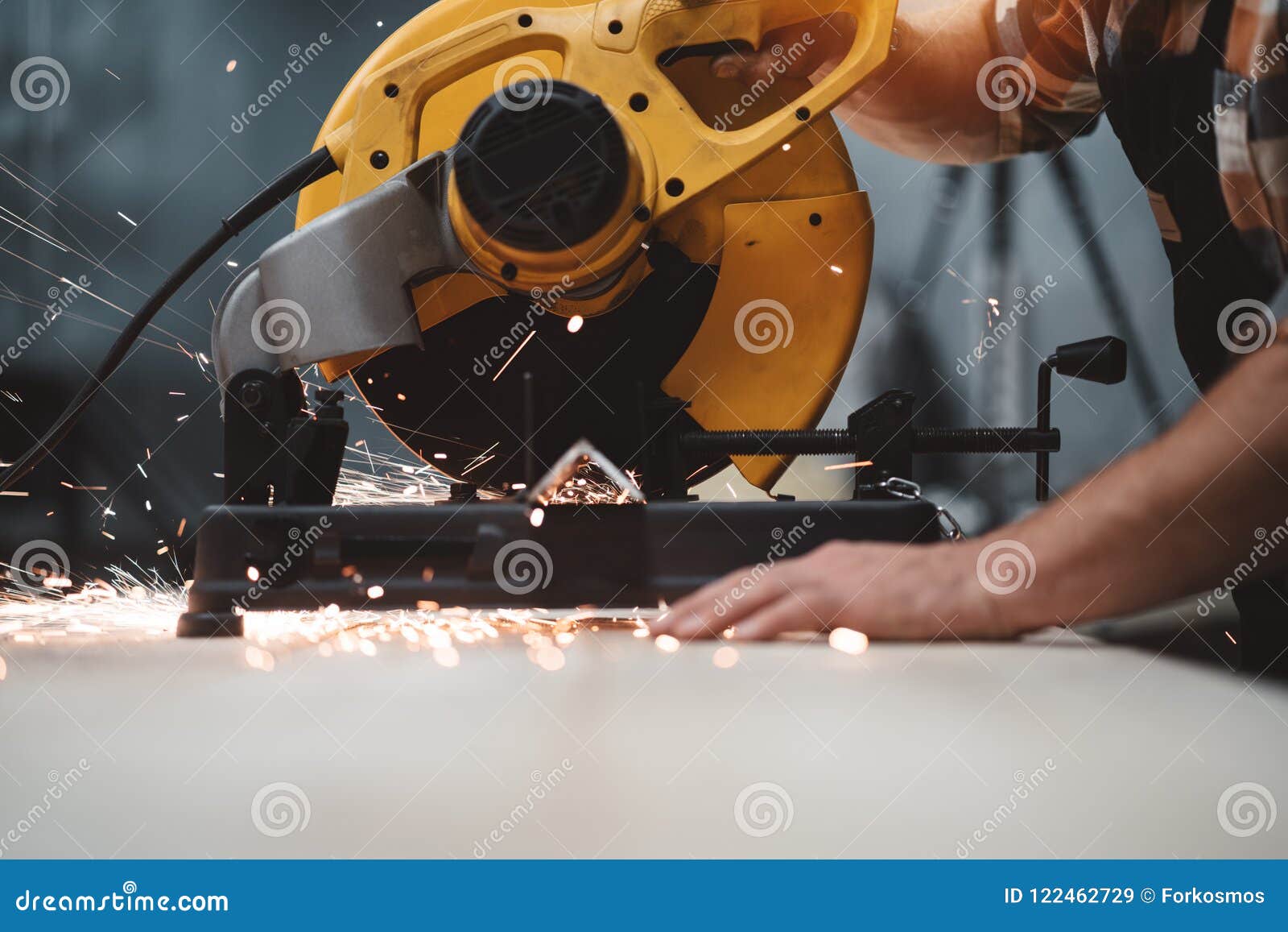 Strong Hands of Mechanic Working on Electrical Angular Grinding Machine ...