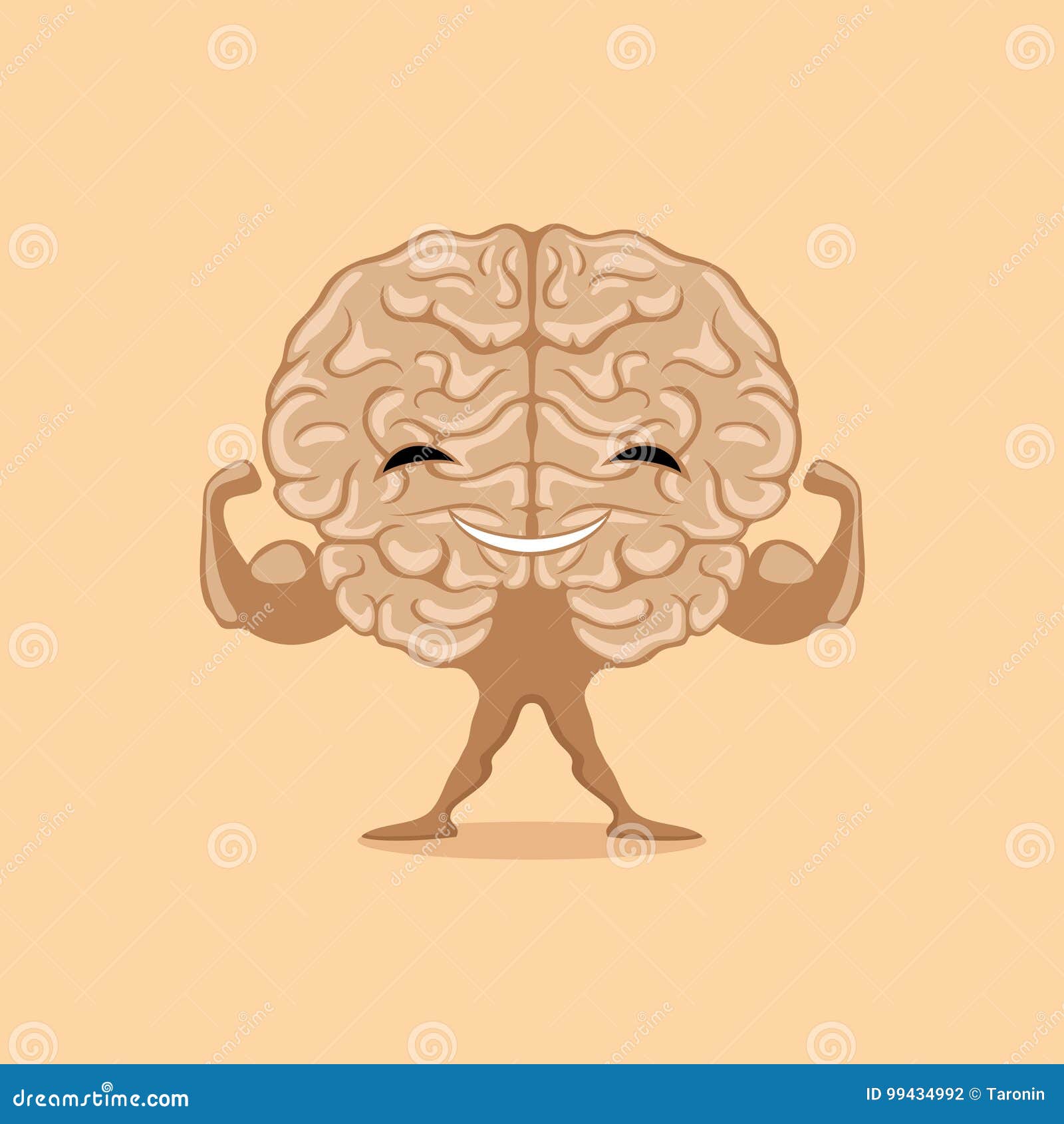 Strong happy brain. stock vector. Illustration of cheerful - 99434992