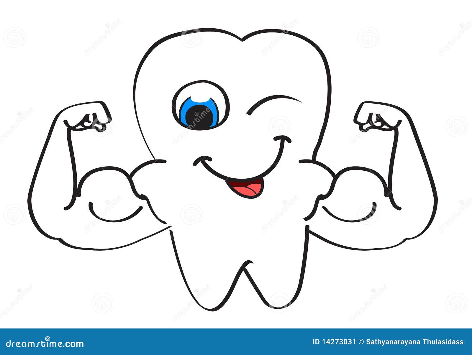 Strong happy smiling tooth stock vector. Illustration of wink - 14273031