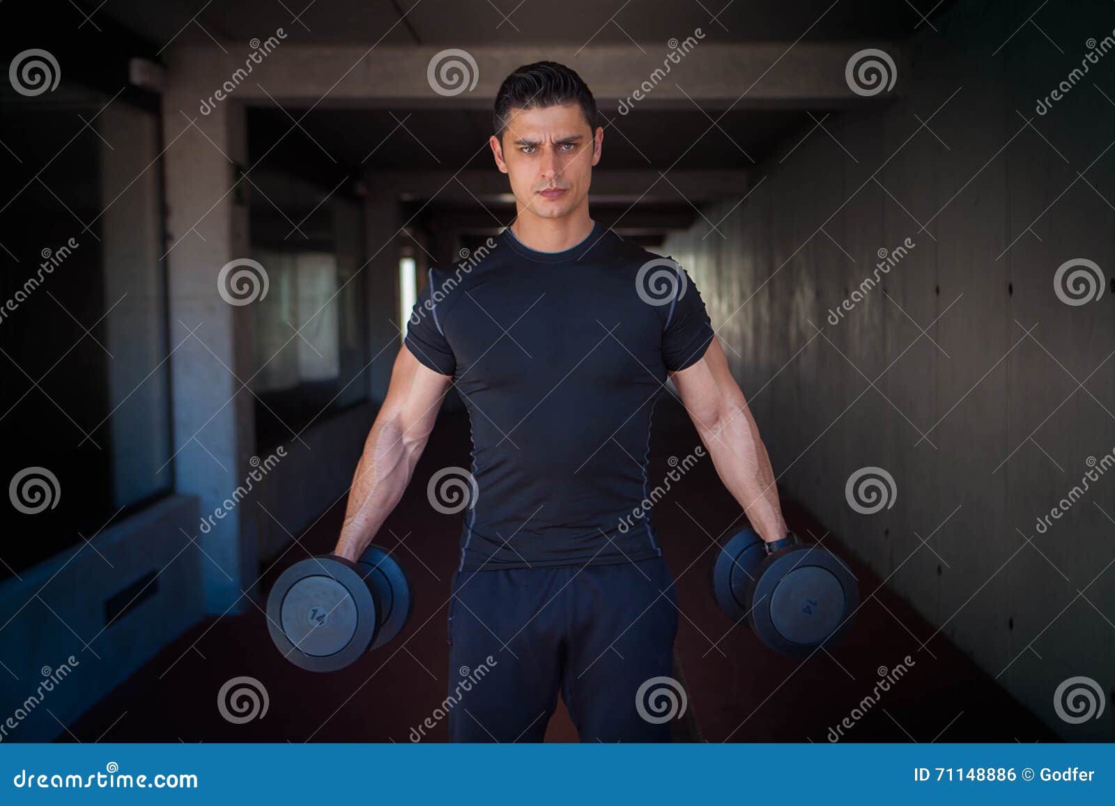 Strong Healthy Man with Weights Stock Photo - Image of healthy, people ...