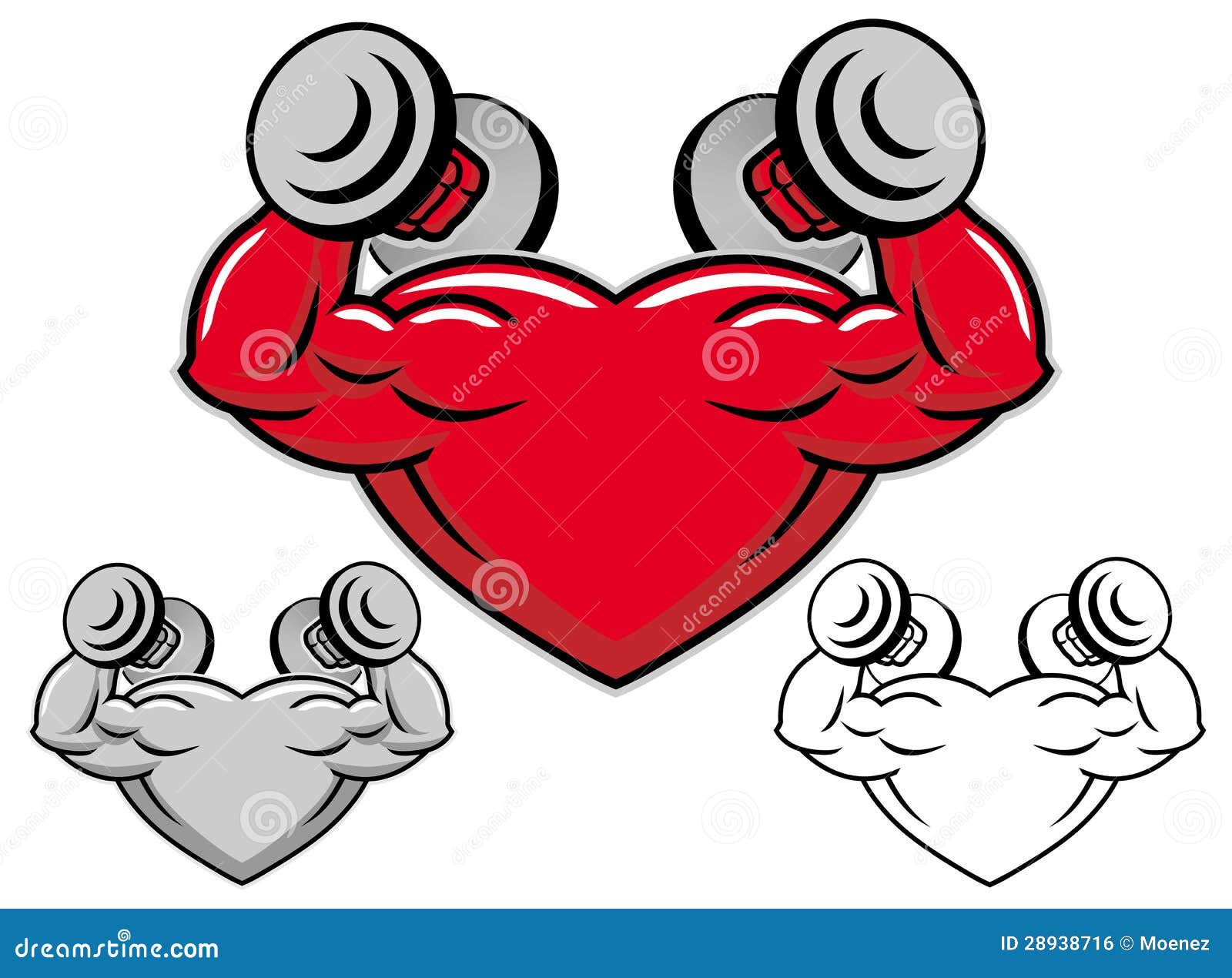 Strong Heart with Dumbbells Stock Vector - Illustration of biceps ...