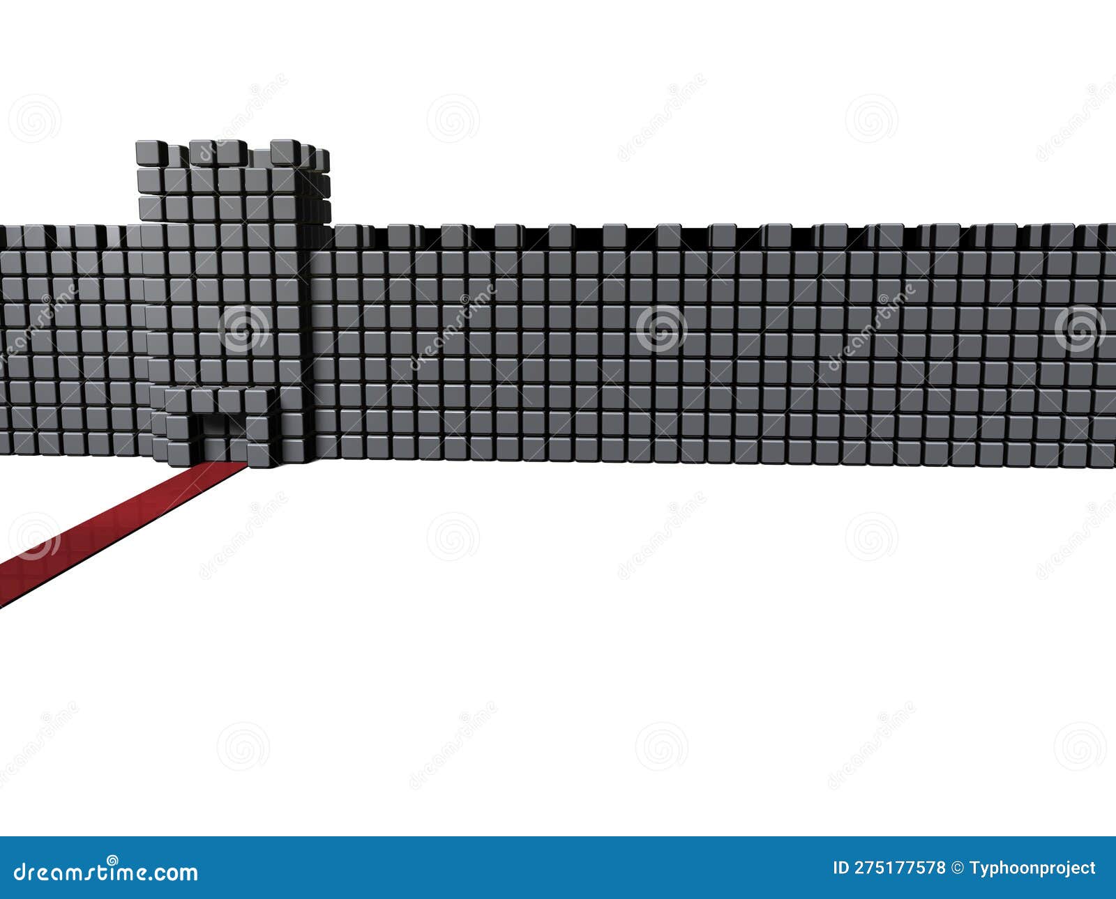 A Strong and High Defense Wall and Checkpoint Ahead of the Path. an ...