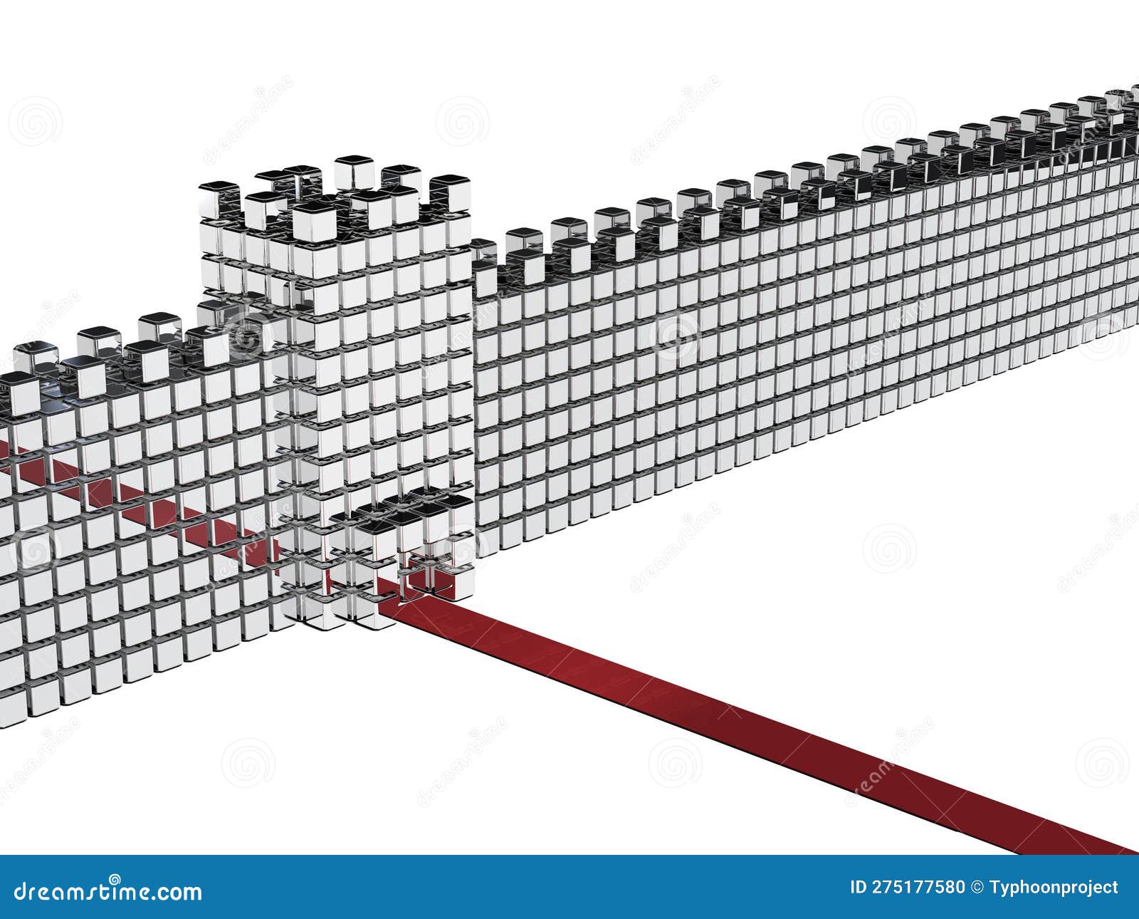 A Strong and High Defense Wall and Checkpoint Ahead of the Path. an ...