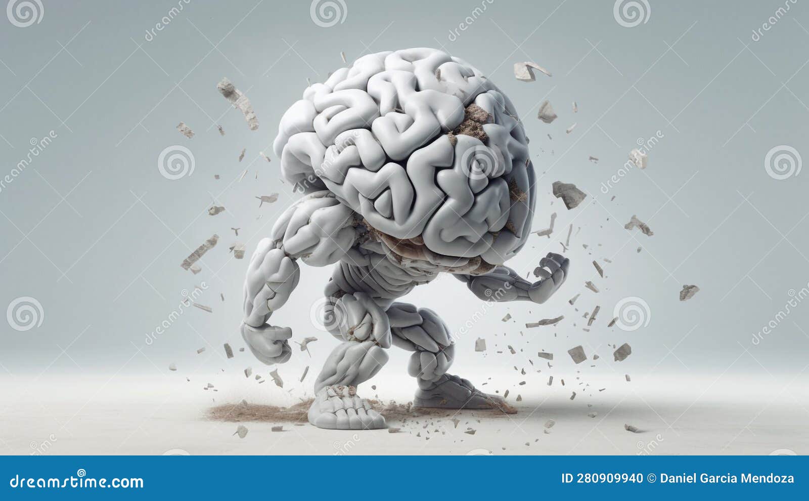 Strong Human Brain Activation, Power Concept. Character Design ...