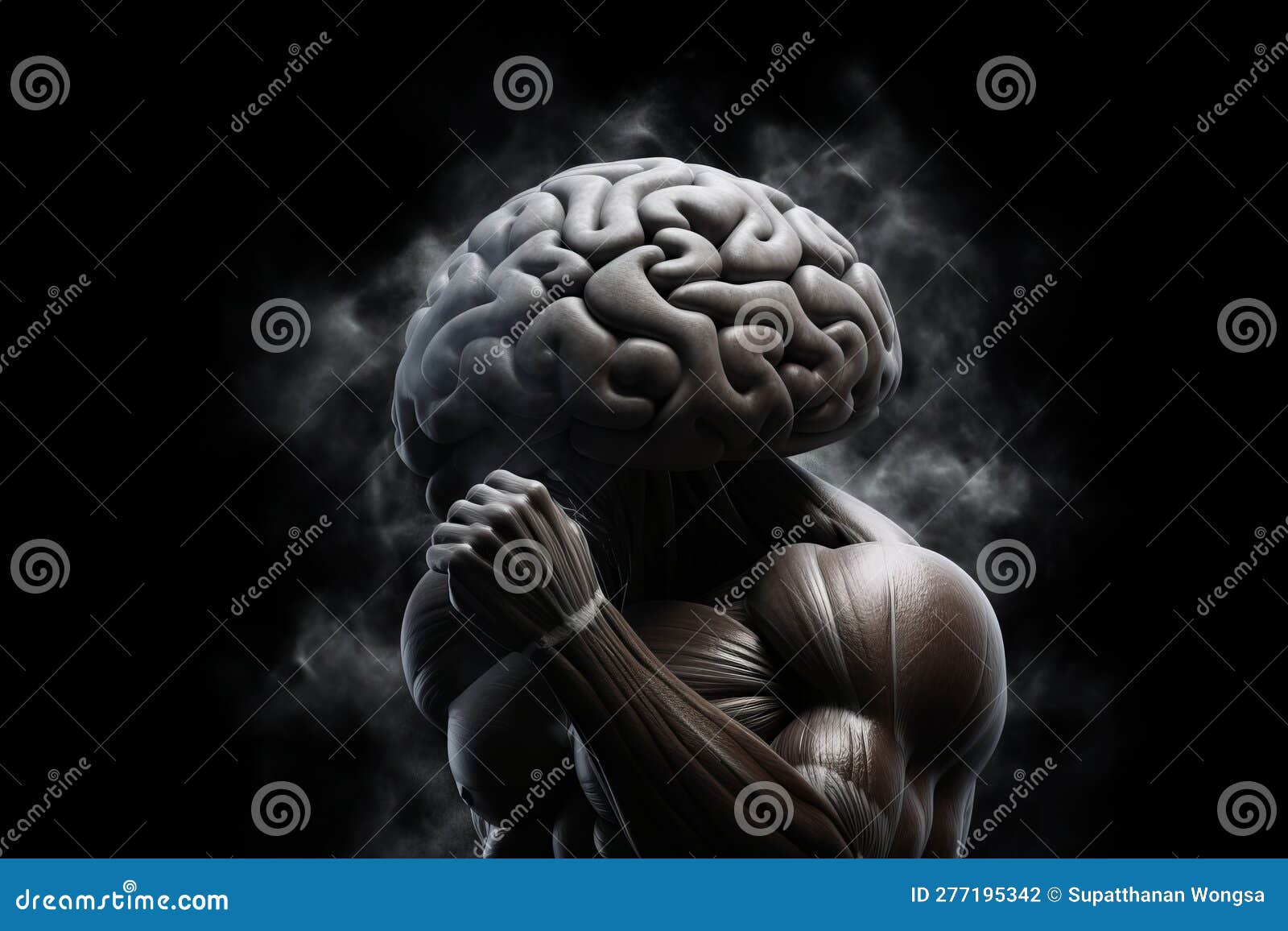 Strong Human Brain Power Concept from Generative Ai Stock Illustration ...