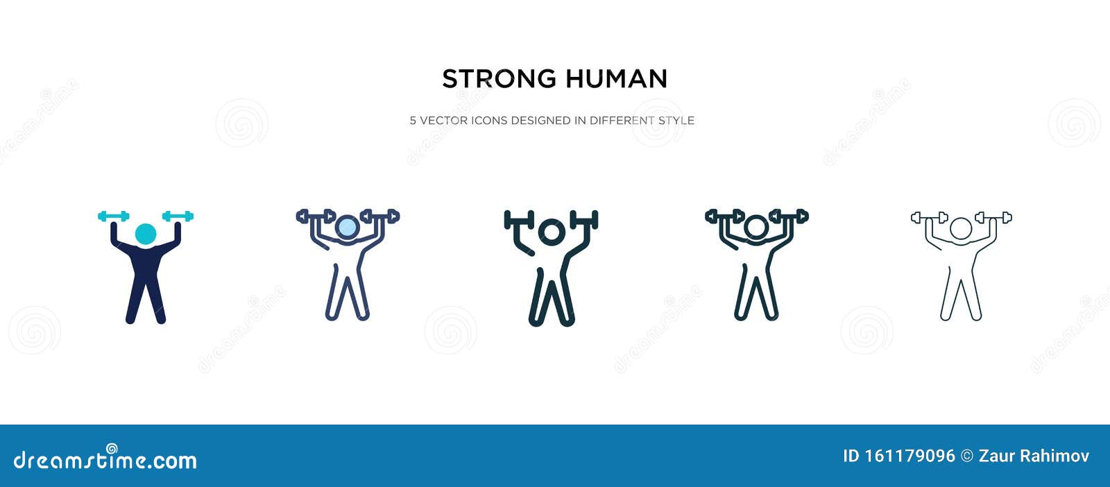 Strong Human Icon in Different Style Vector Illustration. Two Colored ...