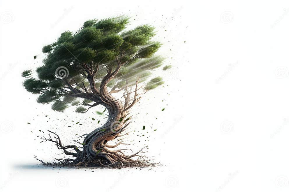 Strong Hurricane Winds Destroy the Tree. Space for Text. Stock Photo ...
