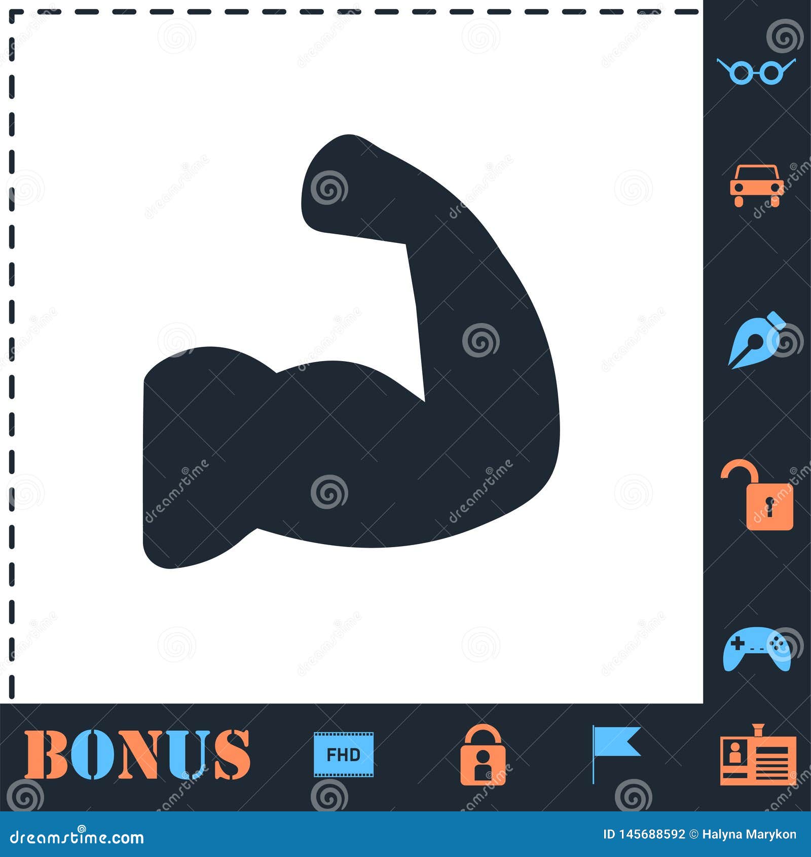 Strong icon flat stock vector. Illustration of bicep - 145688592