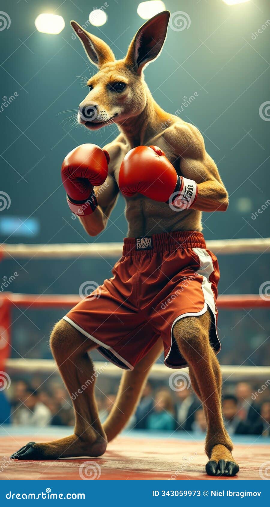 Strong Kangaroo Boxer Ready for Battle in the Ring Stock Image - Image ...