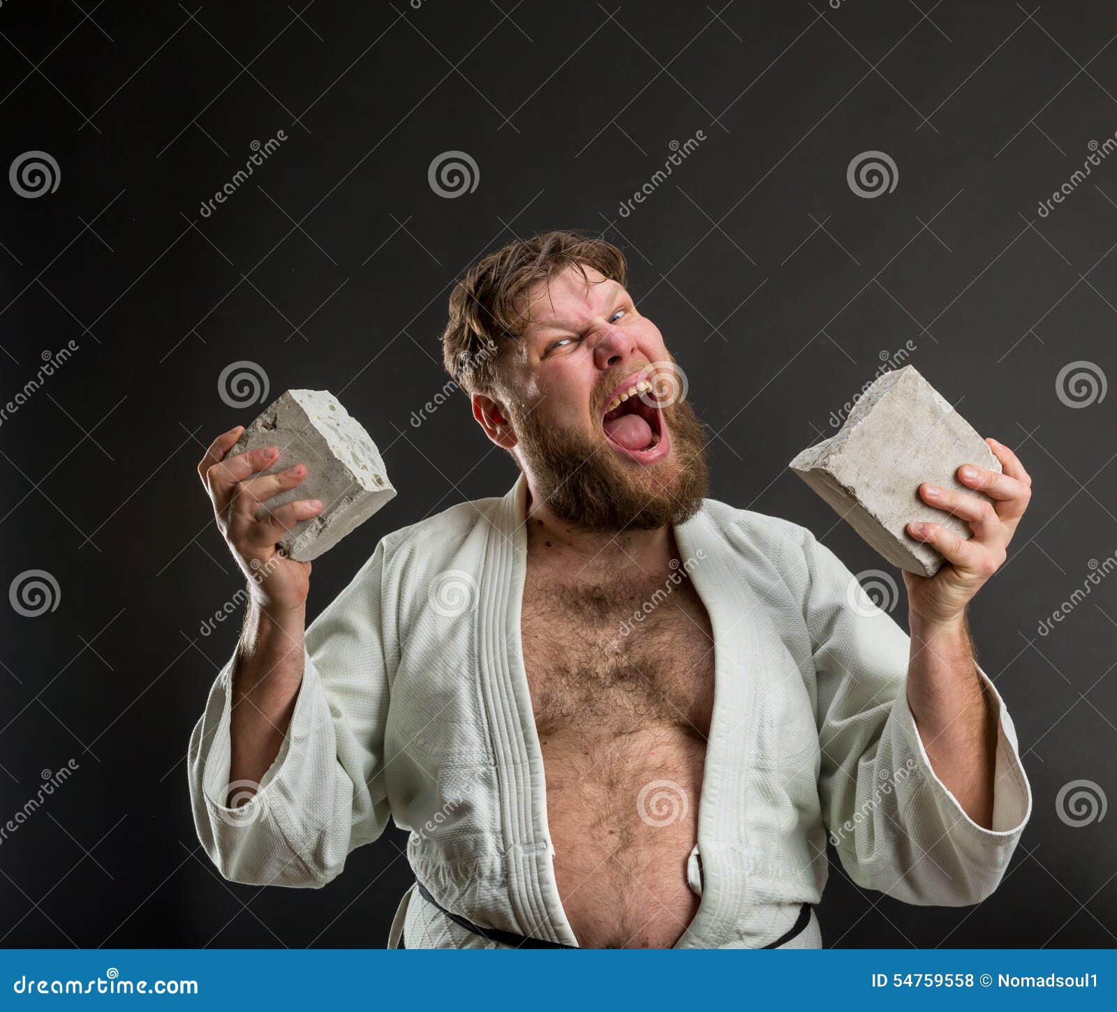 Strong Karateka Breaks a Brick Stock Photo - Image of fight, attack ...