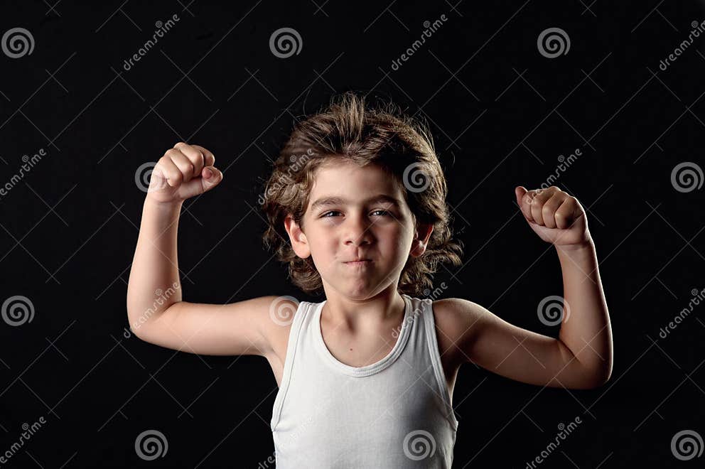 Strong Kid Showing His Muscles Stock Image - Image of brawny, muscle ...
