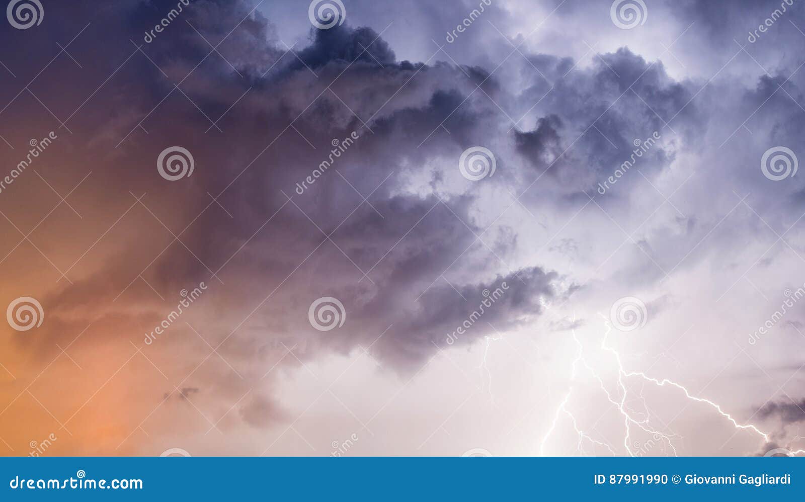 Strong Lightning Against Stormy Sky Stock Photo - Image of lightning ...