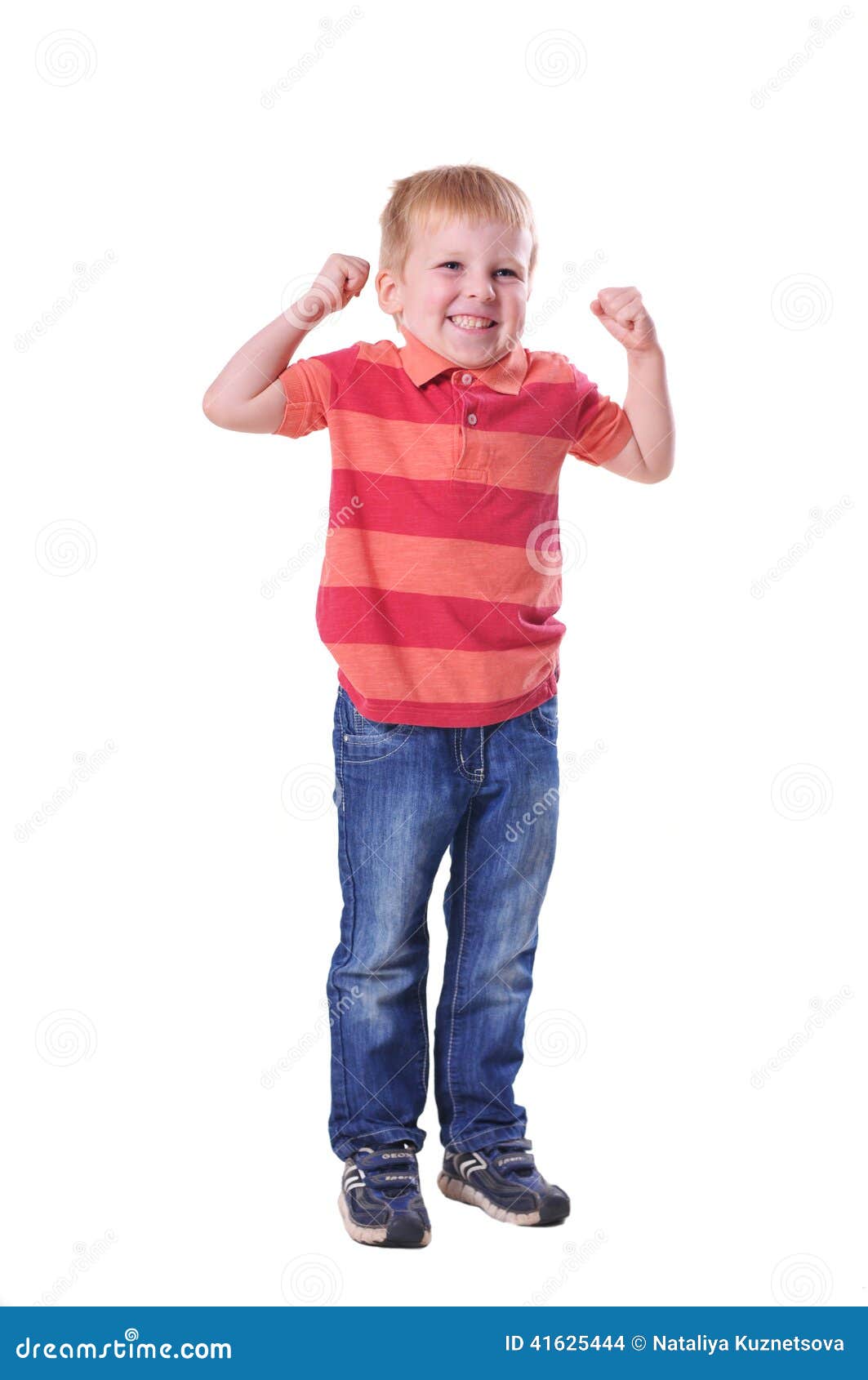 Strong Little Man Child With Bicep Muscles Picture. Concept For ...