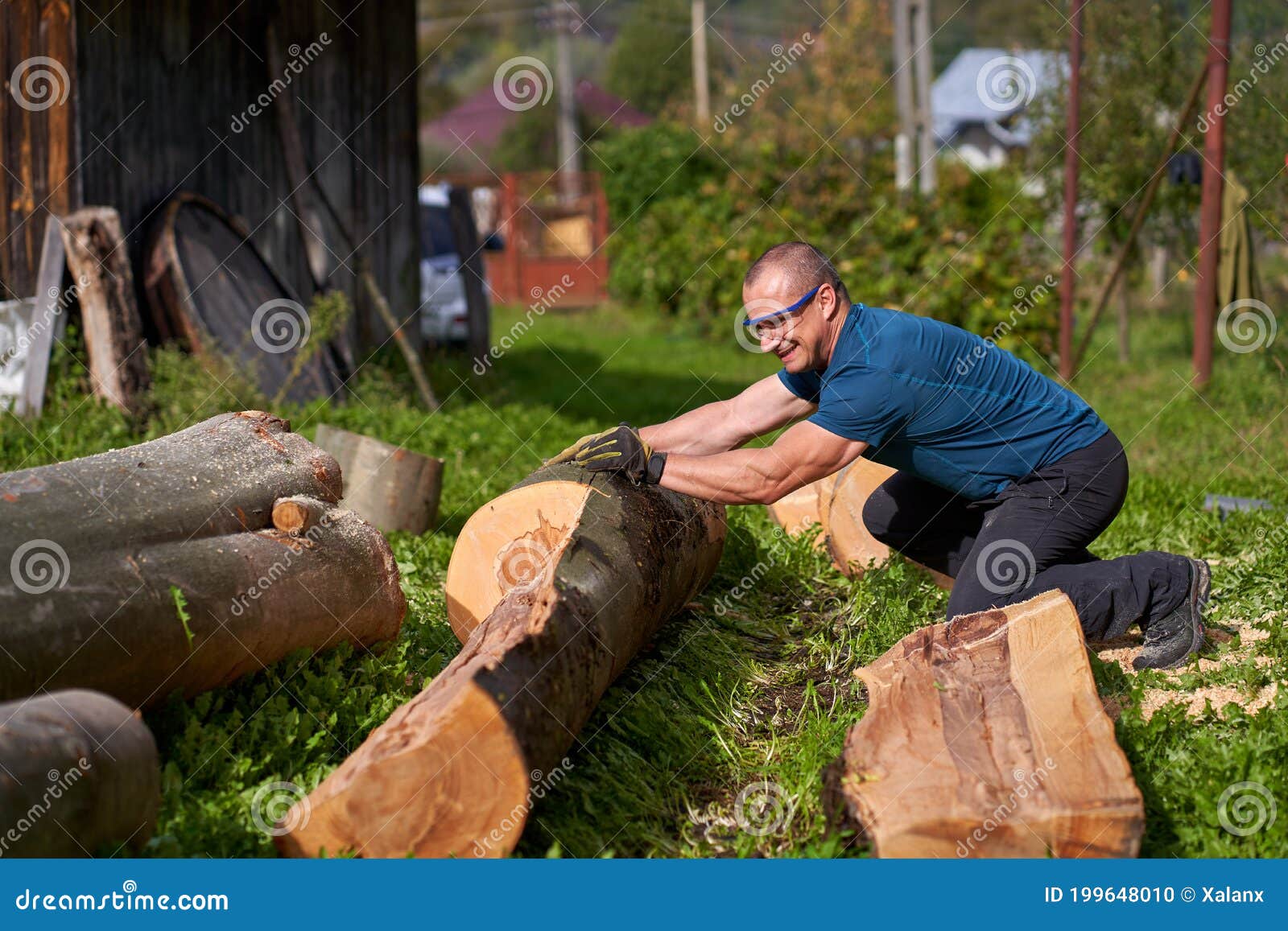 Strong Lumberjack Handling the Logs Stock Photo - Image of caucasian ...