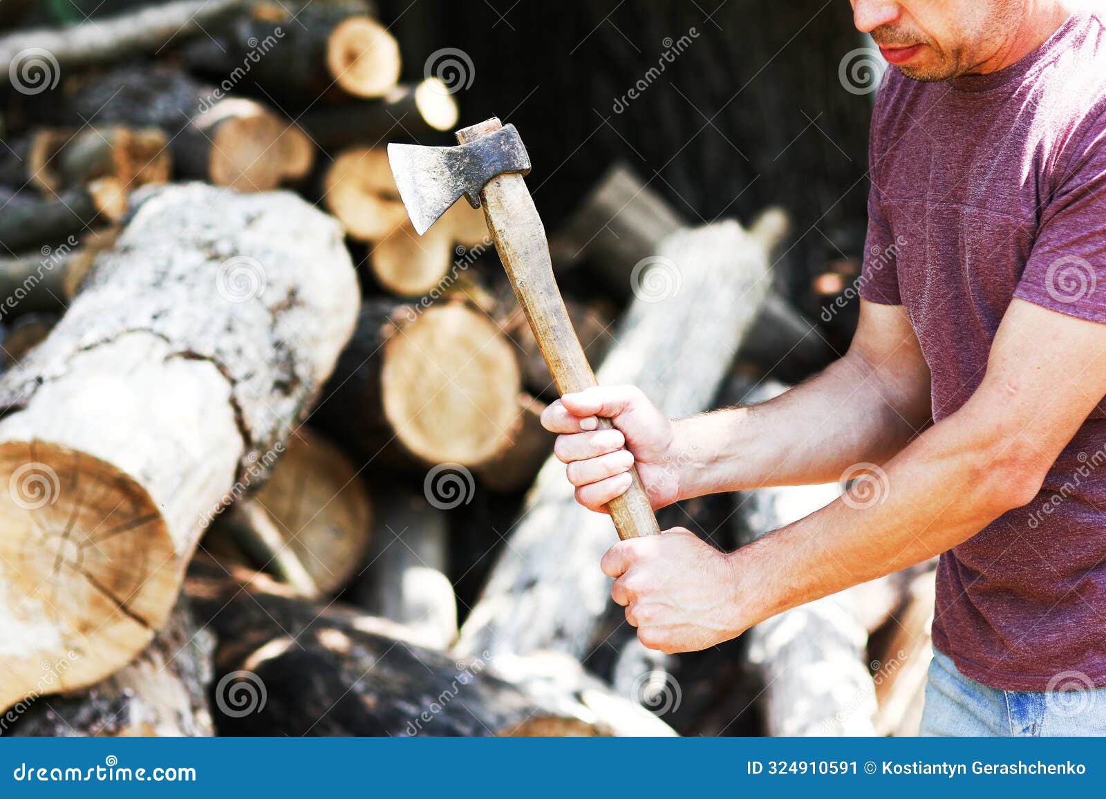 Strong man with an ax stock image. Image of male, equipment - 324910591