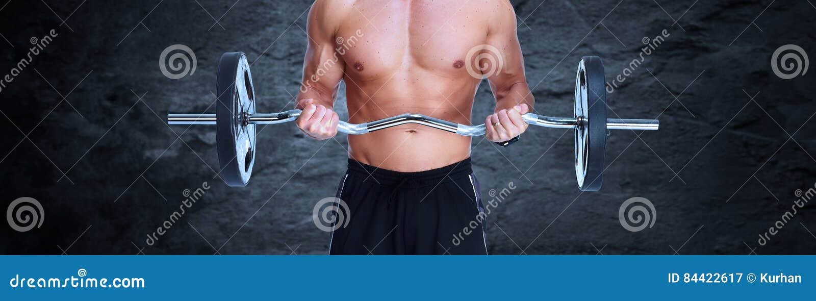 Strong man with barbell. stock image. Image of competition - 84422617
