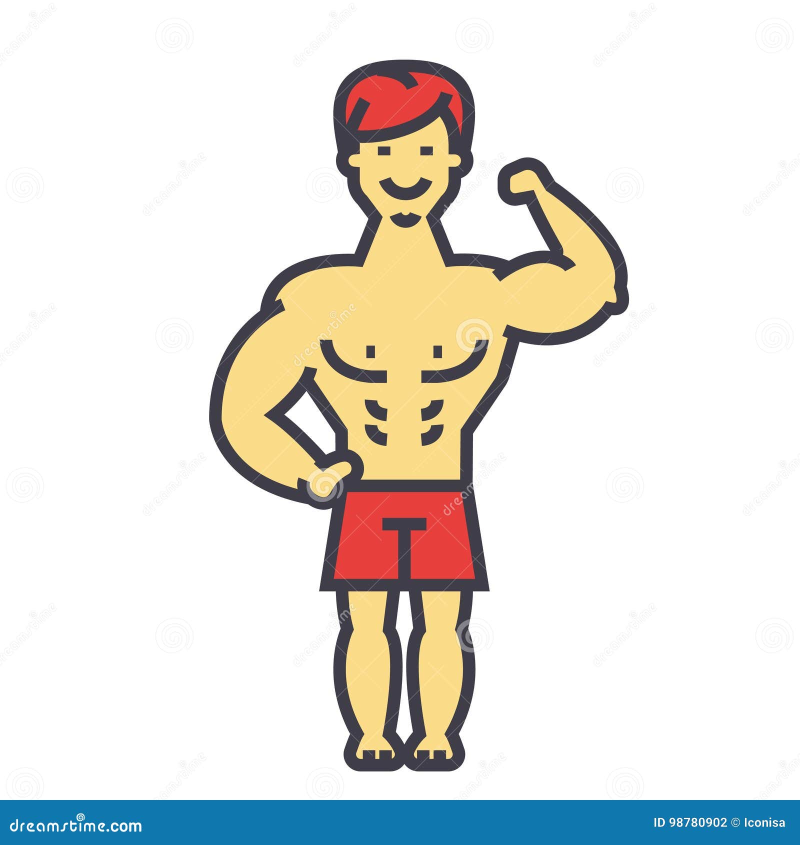 Bodybuilder With Big Muscles Posing, Isolated Vector Silhouette ...