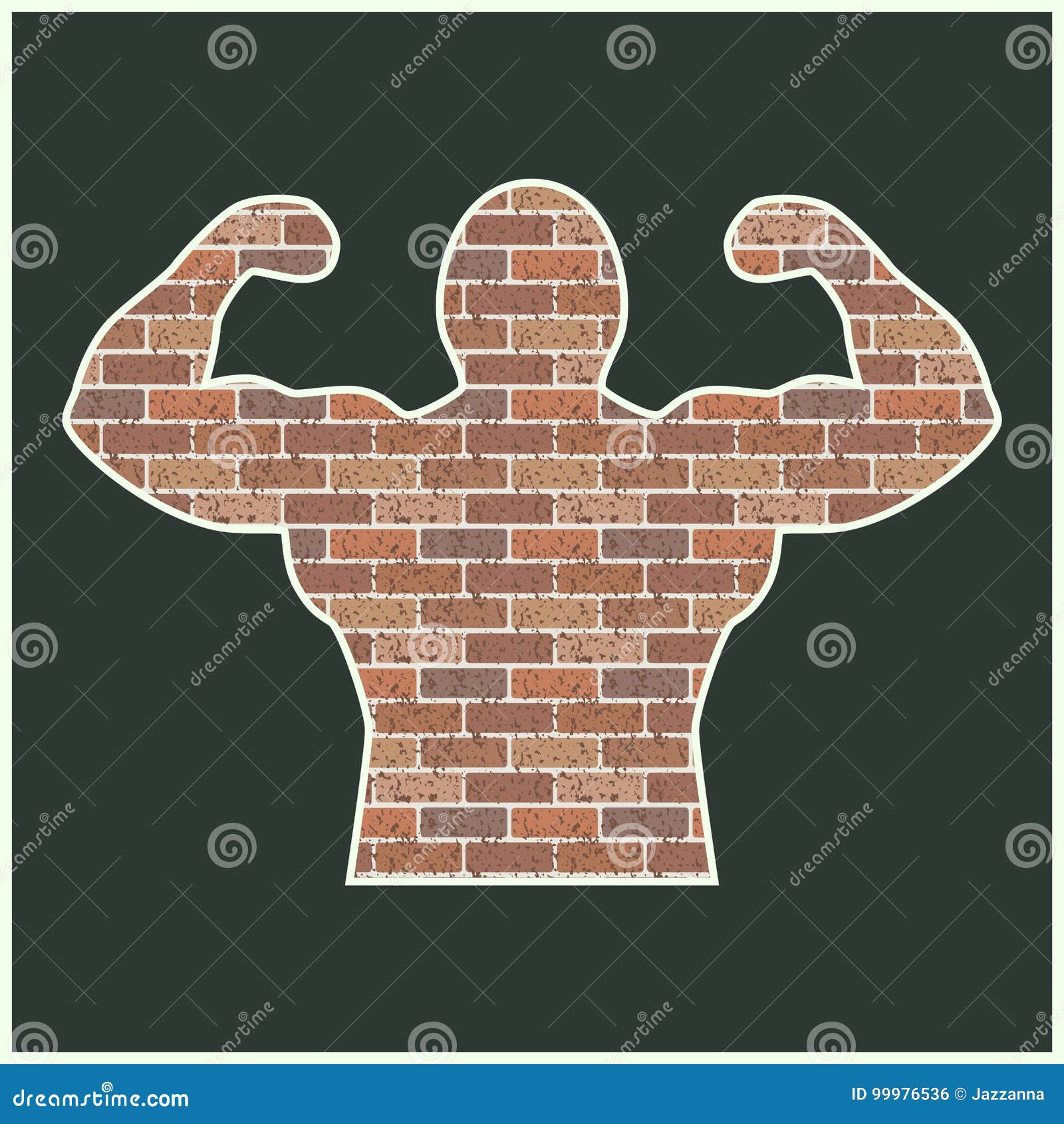 Strong man of bricks stock vector. Illustration of muscle - 99976536