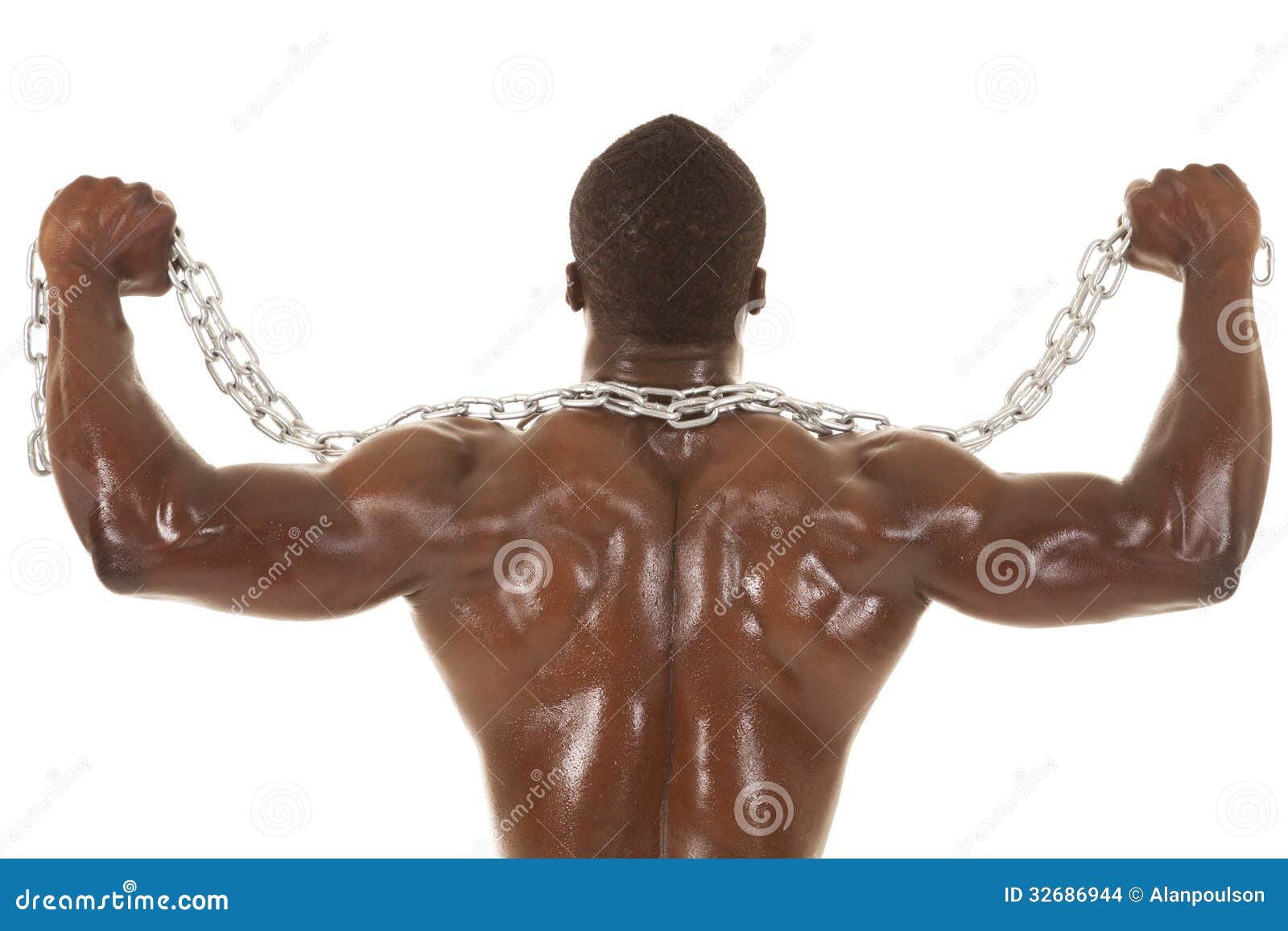 Strong Man with Chain Back Flex Stock Photo - Image of macho, athlete ...