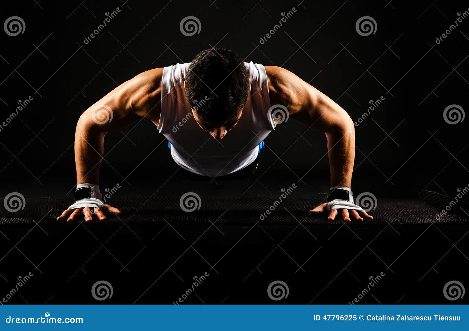 Strong Man Doing Jumping Push-ups Stock Image - Image of determined ...