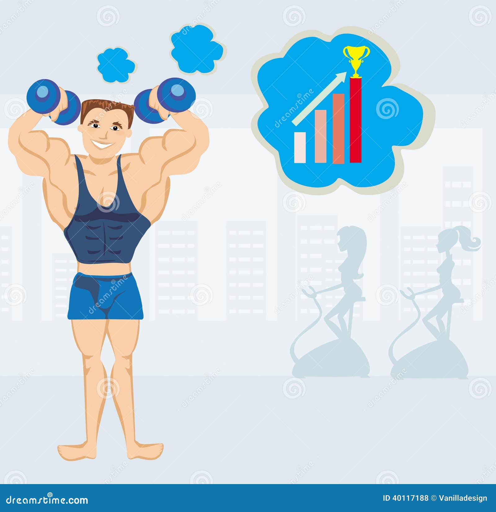Strong Man Exercising In The Gym Stock Vector Illustration Of Cycling