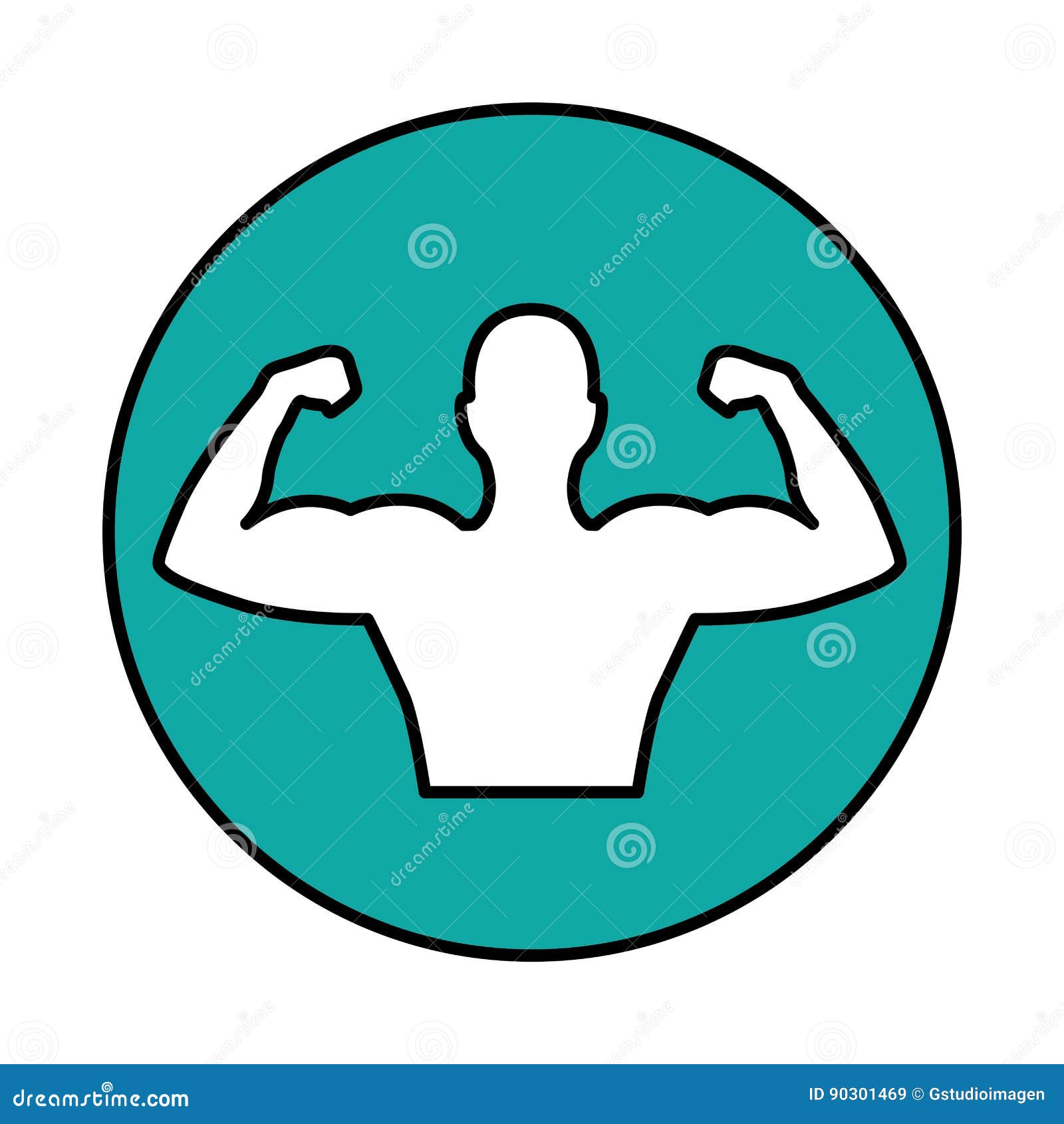 Strong man figure icon stock vector. Illustration of bicep - 90301469