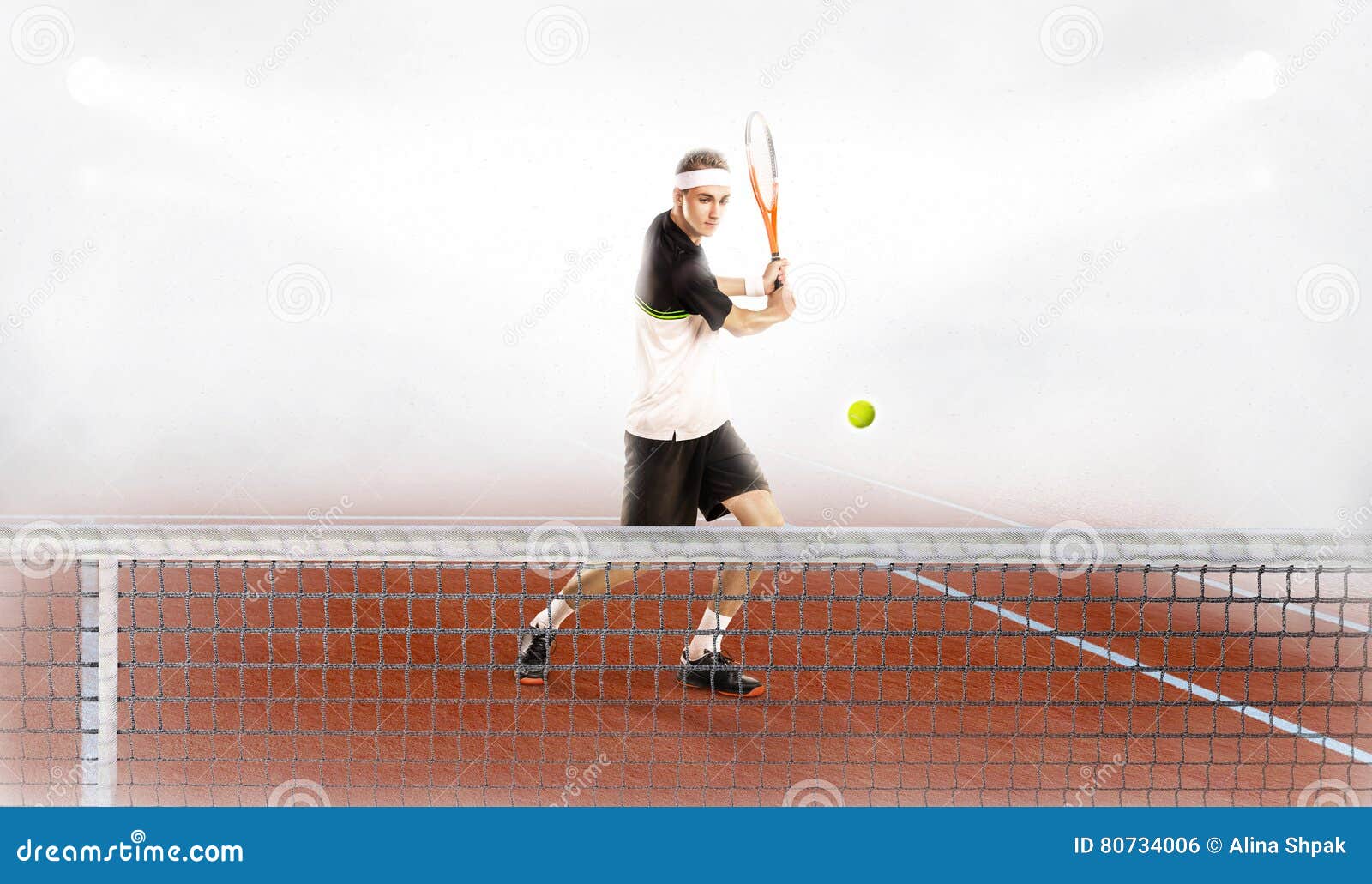 Strong Man Holding Tennis Racket and Ball while Training Stock Photo ...
