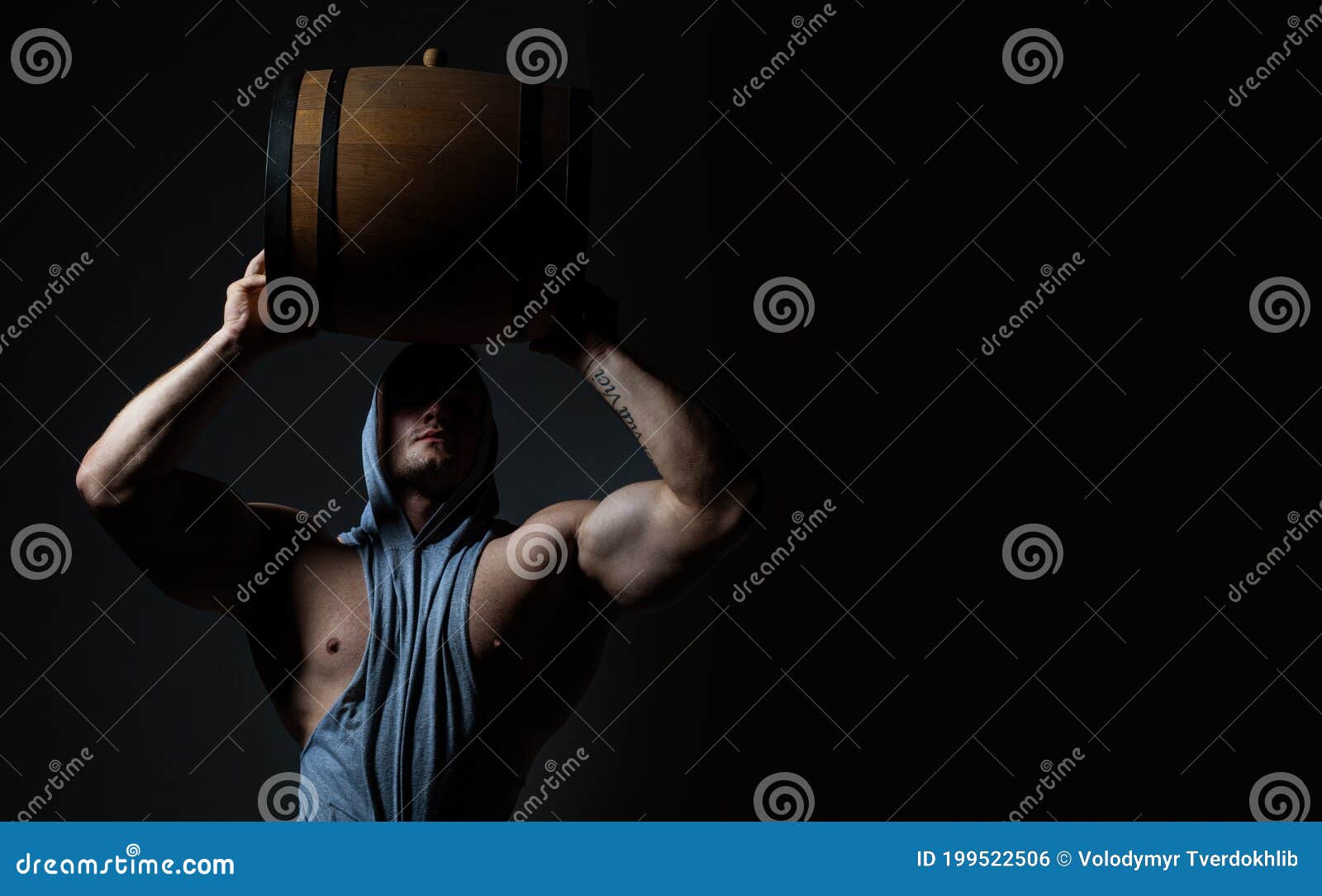 Strong Man Holds Barrel at Brewery Factory. Stock Photo - Image of beer ...