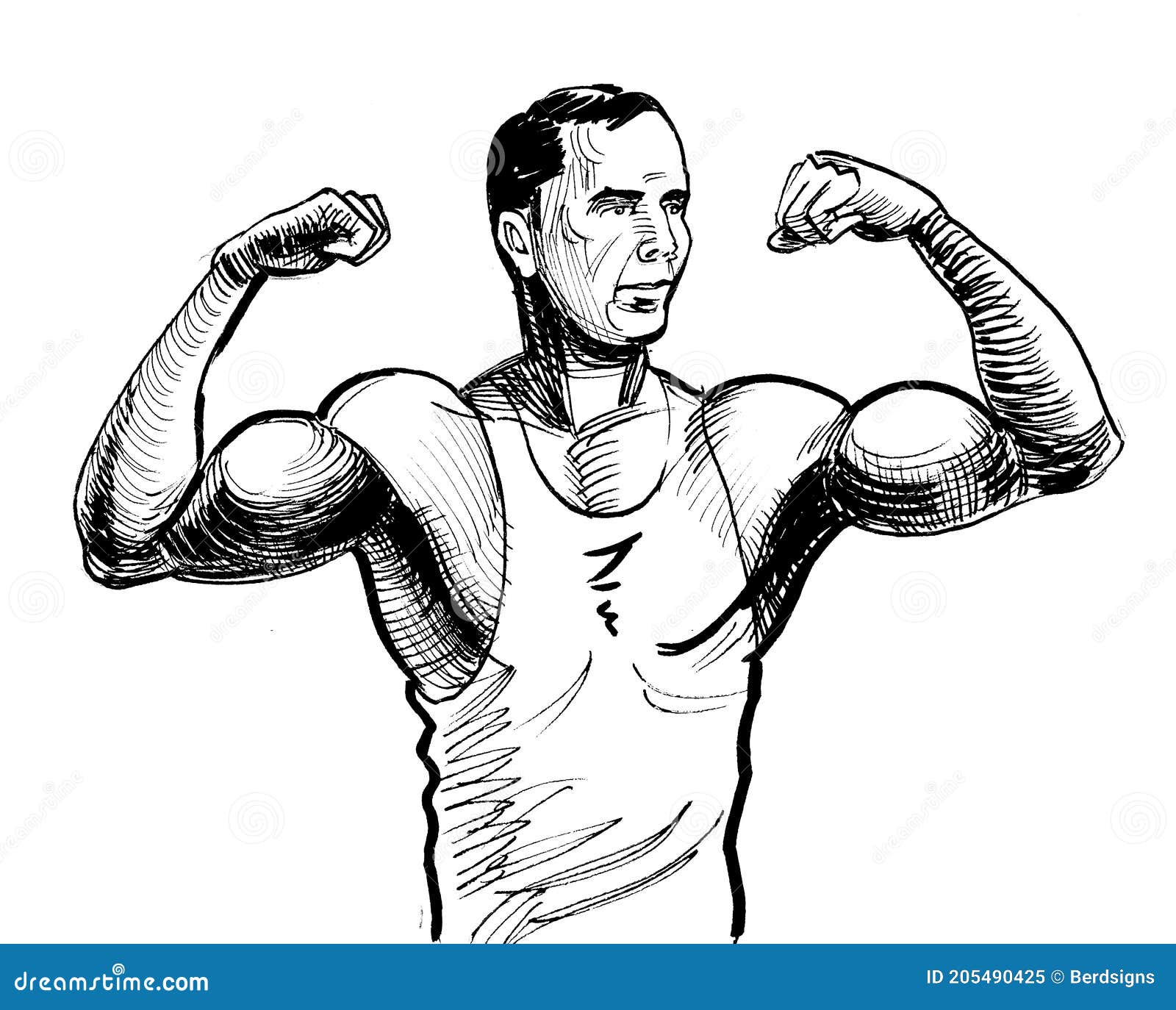 Strong man stock illustration. Illustration of flexing - 205490425