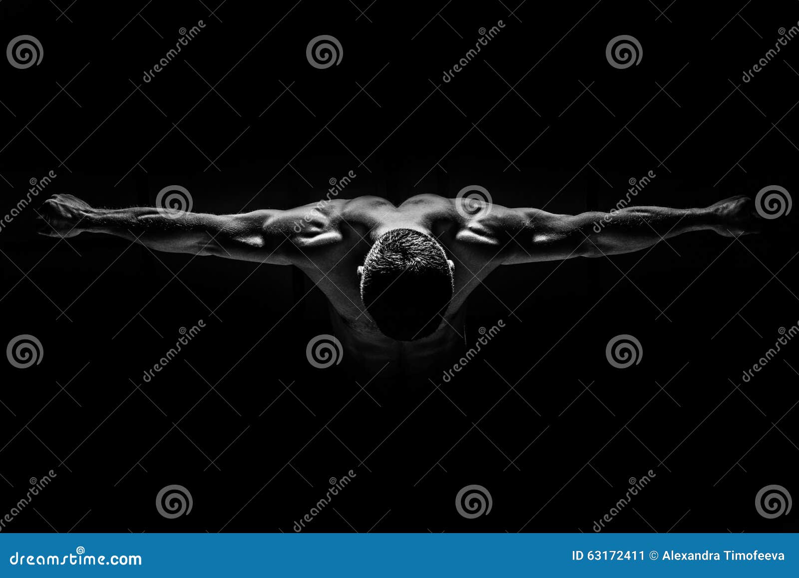 Strong Man Leaned Forward and Placed Her Hands Stock Image - Image of ...