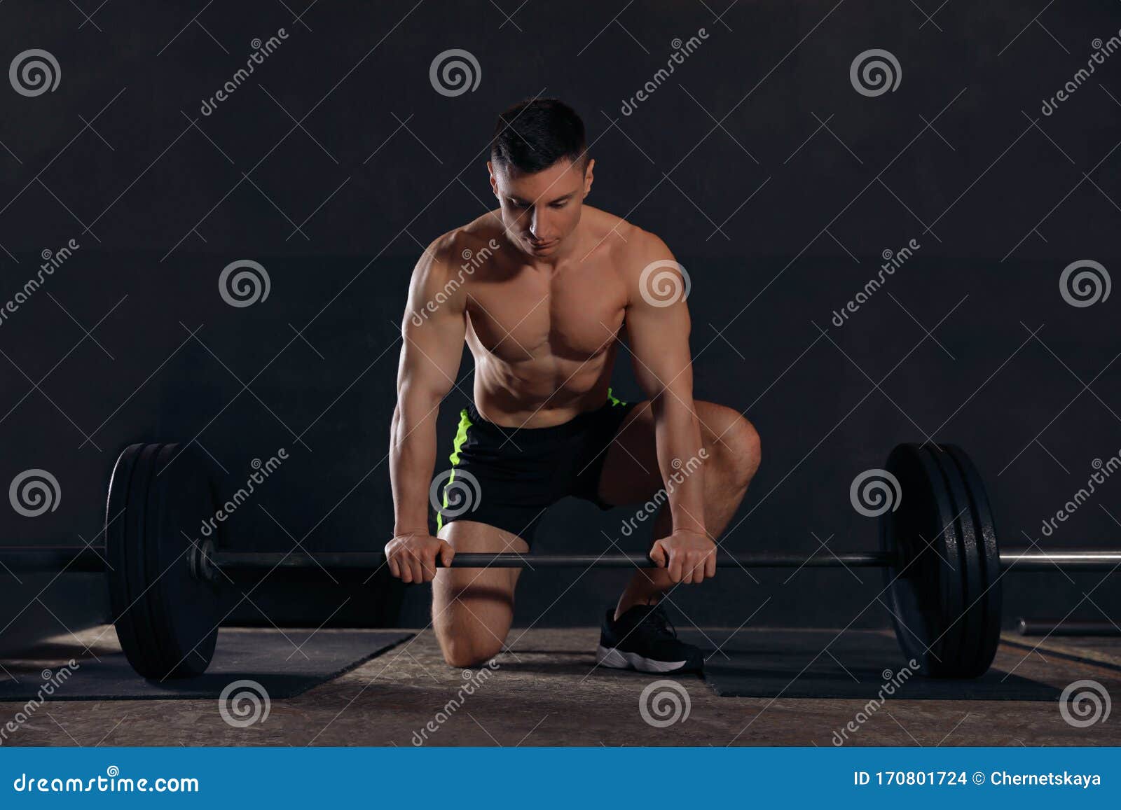 Strong Man Lifting Barbell in Gym Stock Photo - Image of modern ...