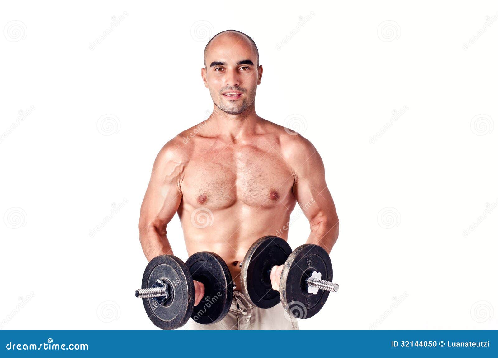 Strong Man Lifting Weights. Stock Photo - Image of isolated, macho ...