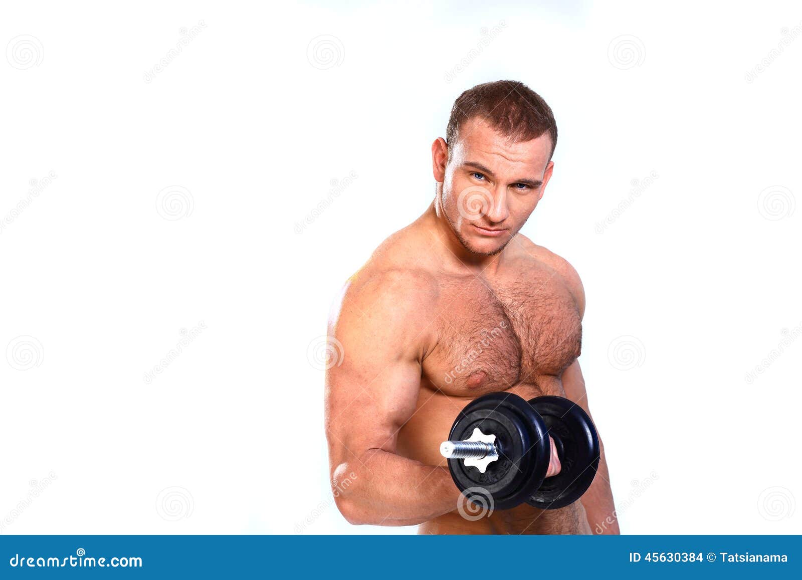 Strong man lifting weights stock photo. Image of smile - 45630384
