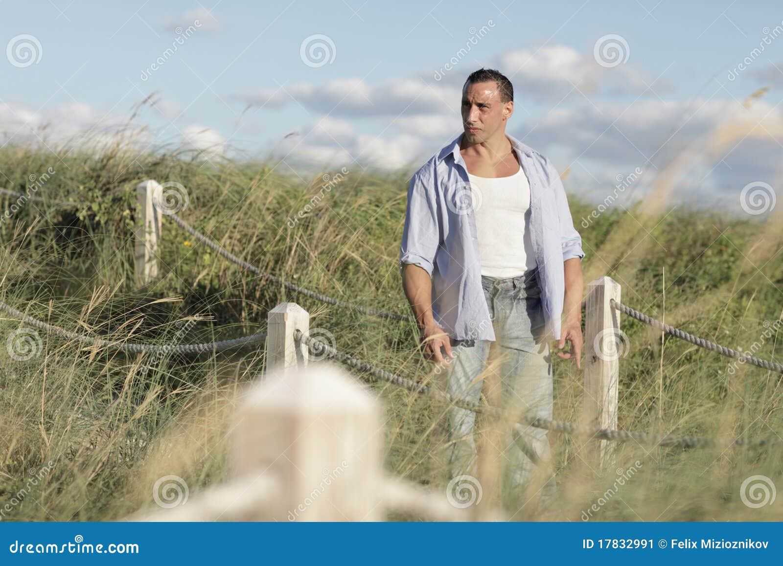 Strong man in nature stock image. Image of male, horizontal - 17832991