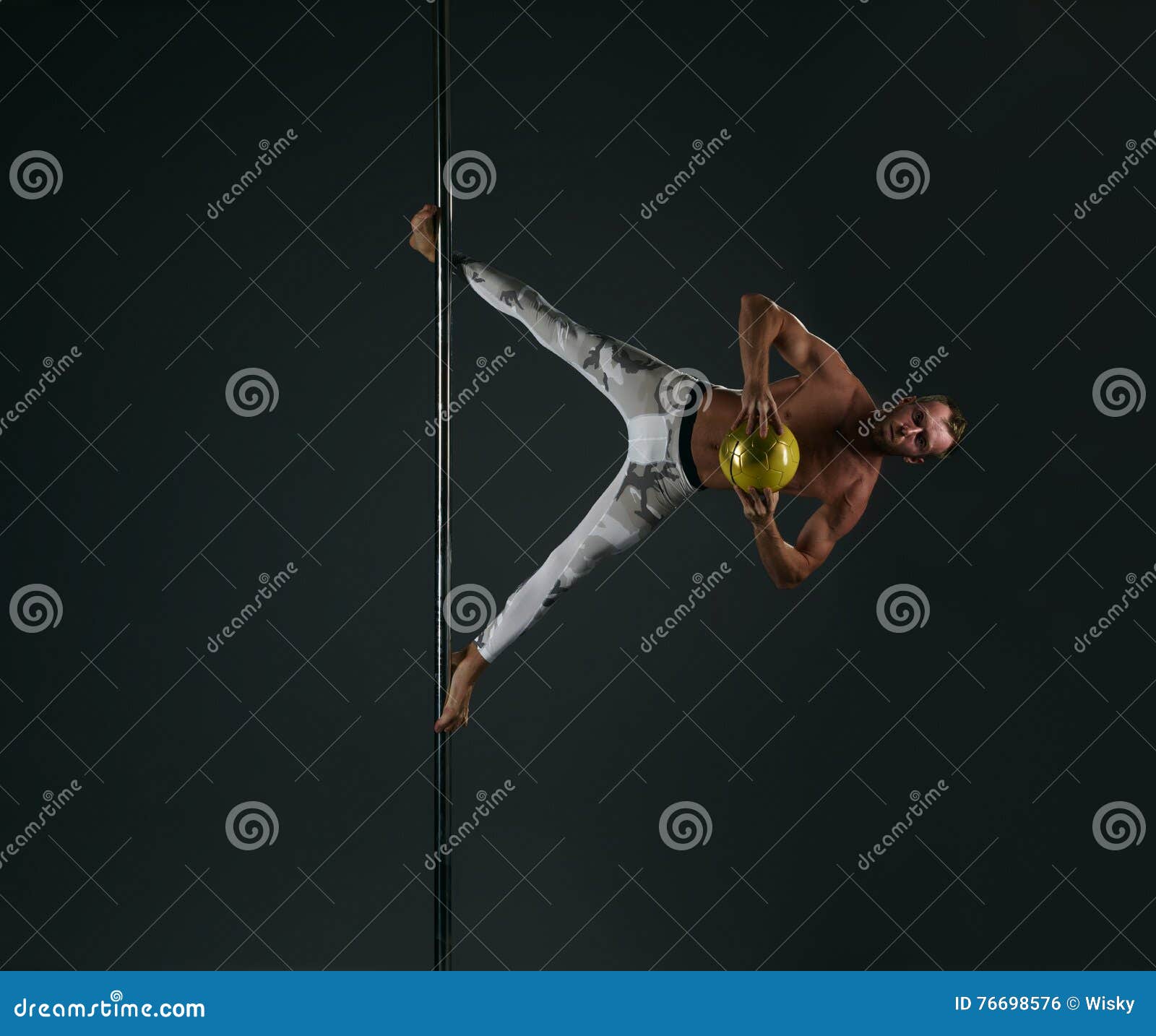 Strong Man Performs Complicated Trick on Pylon Stock Photo - Image of ...