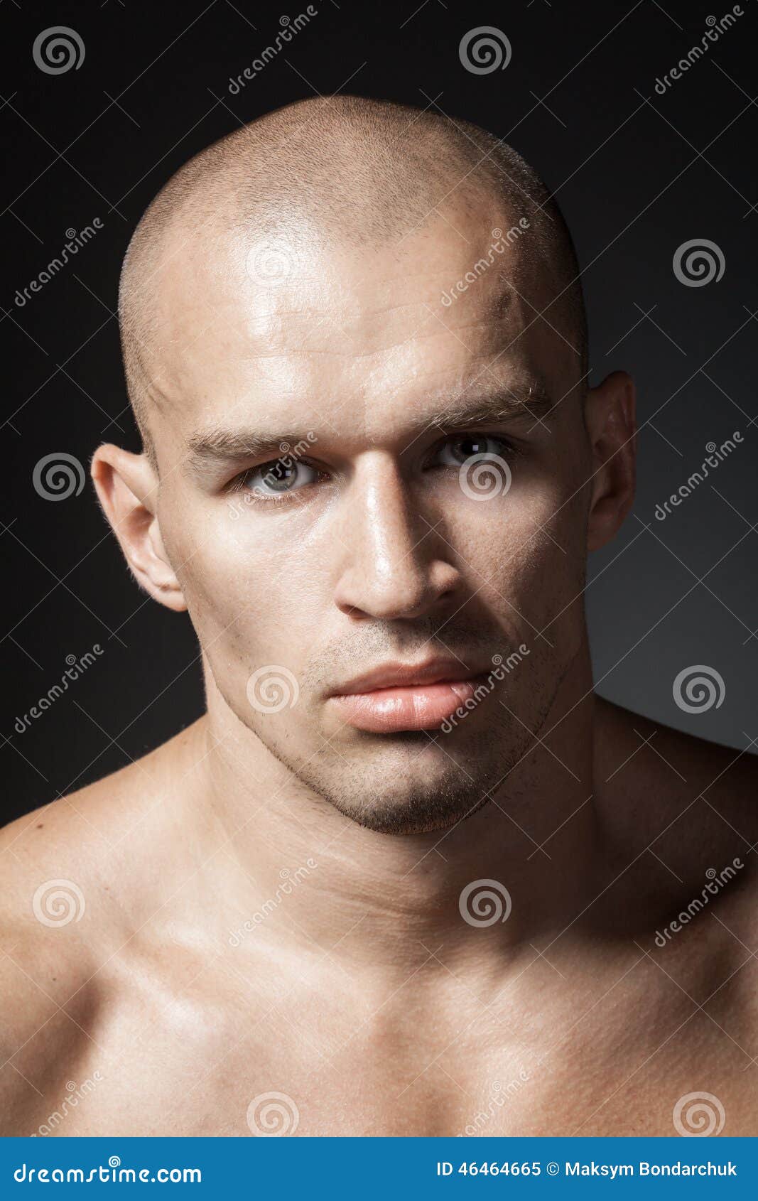 Strong Man Portrait Isolated On Dark Stock Image Image Of Beautiful