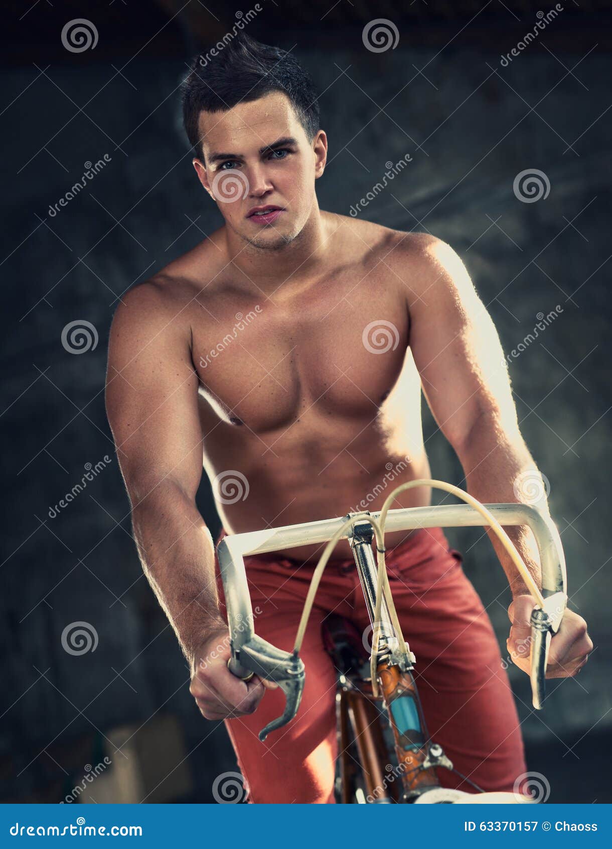 Strong man portrait stock image. Image of cyclist, caucasian - 63370157