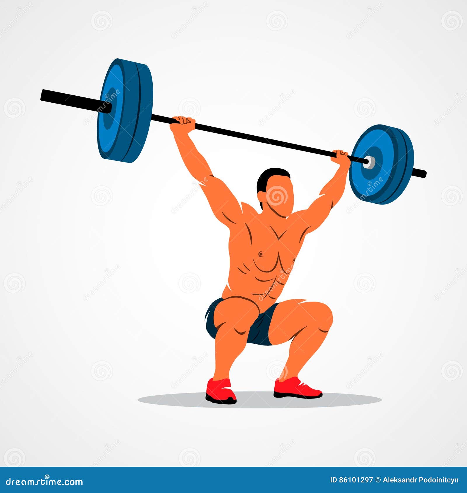 Strong Man Powerlifting Cartoon Vector | CartoonDealer.com #86101297