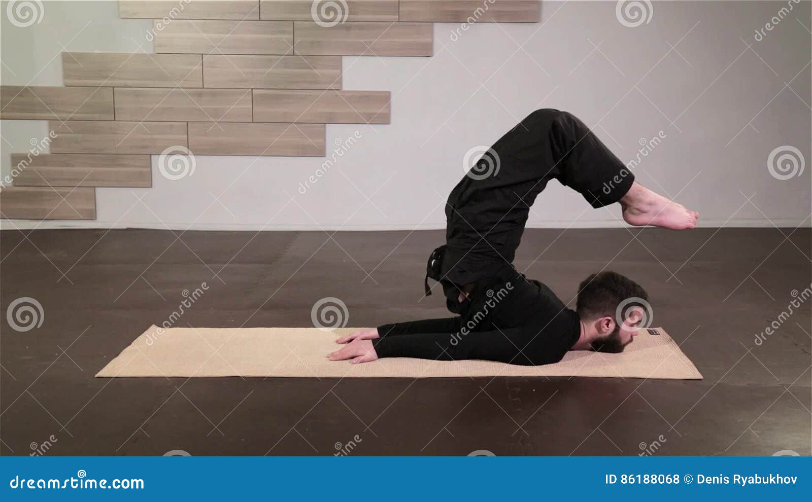 Strong Man Practicing Difficult Yoga Pose Stock Footage - Video of ...