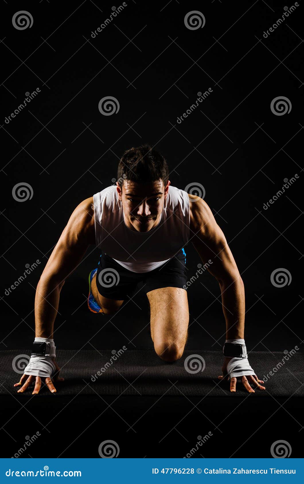 Strong Man Preparing To Run Stock Photo - Image of legs, manly: 47796228