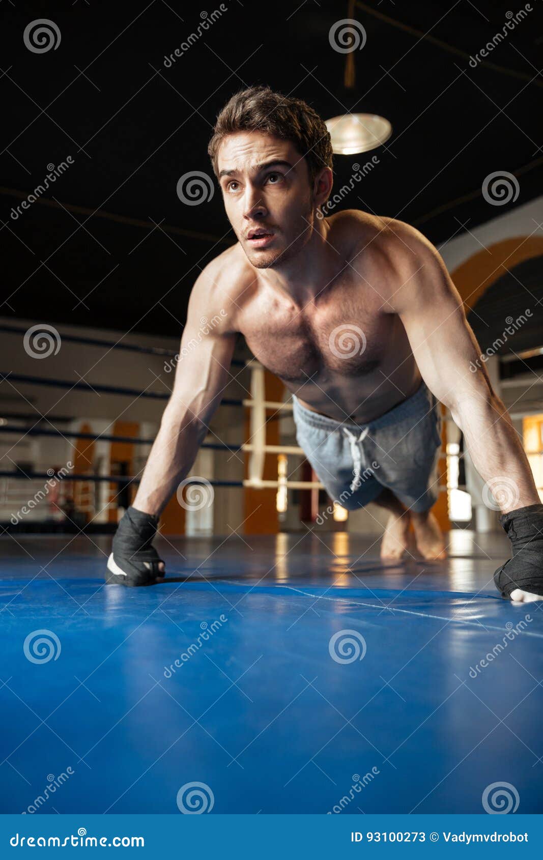 Strong Man Pushing Up while Training Stock Image - Image of endurance ...