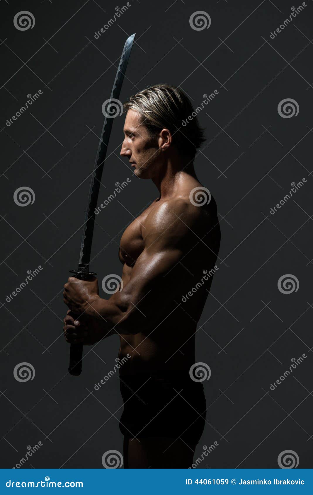 Strong Man with Samurai Sword Stock Image - Image of body, lifestyle ...