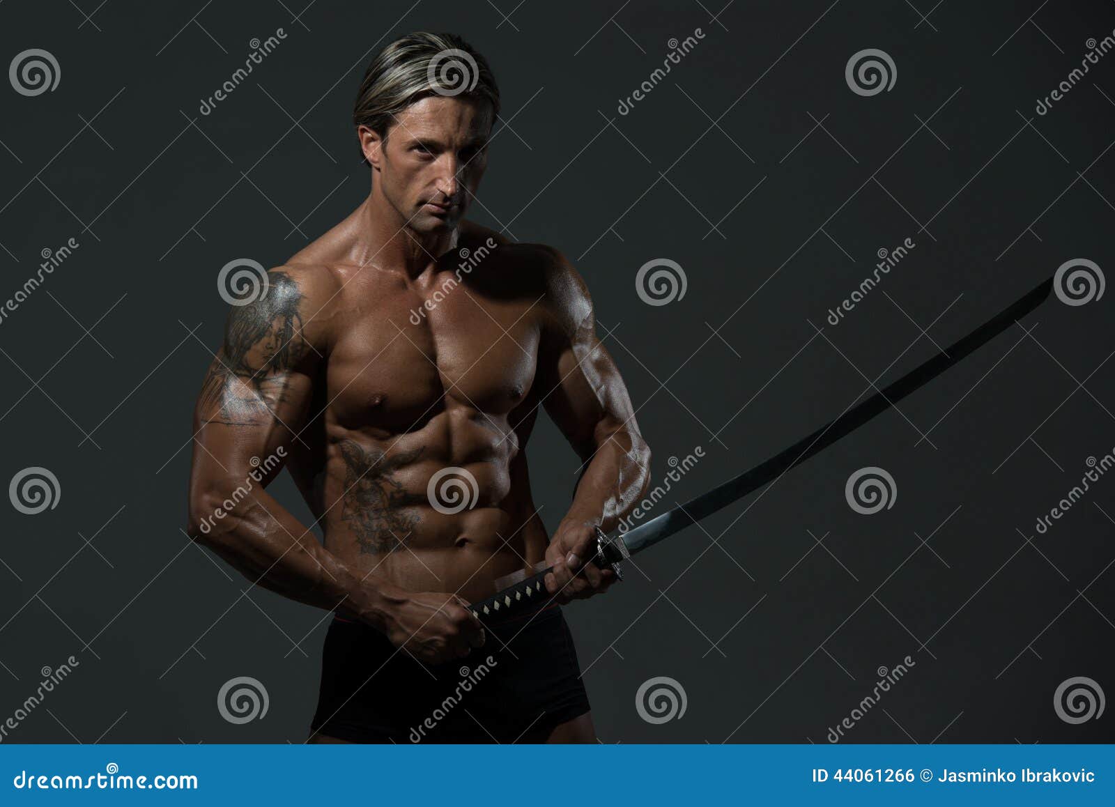 Strong Man with Samurai Sword Stock Photo - Image of human, diet: 44061266