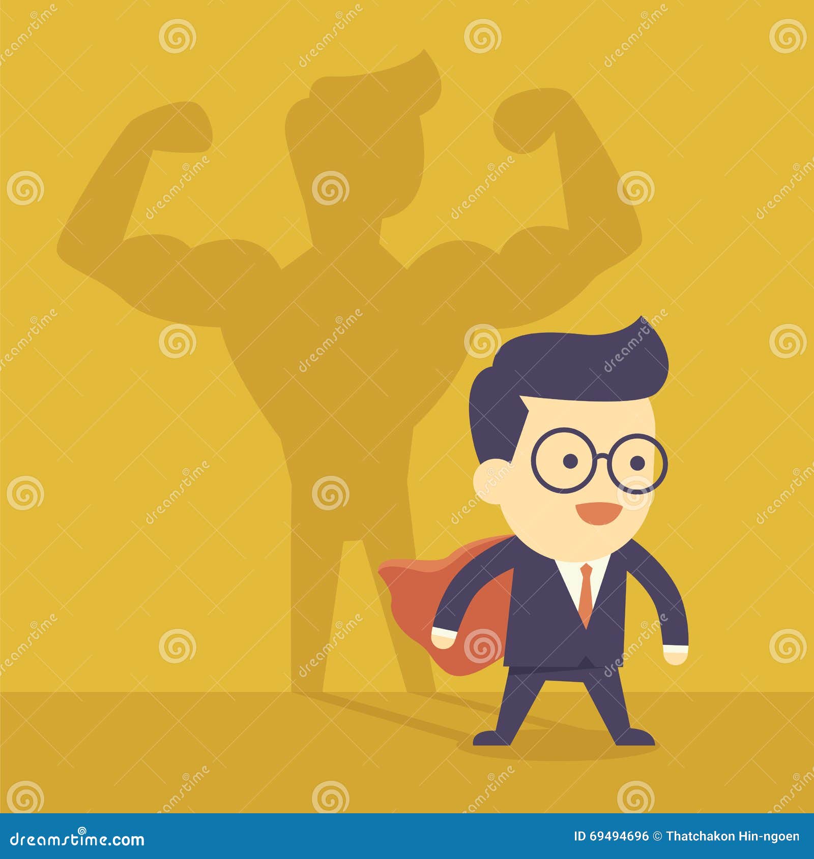 Strong man shadow stock vector. Illustration of funny - 69494696