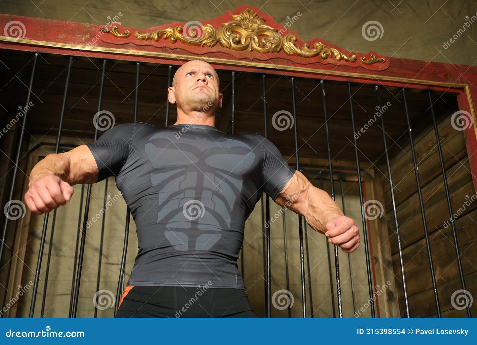 Strong Man with Stern Look Around Cage for Wild Stock Photo - Image of ...