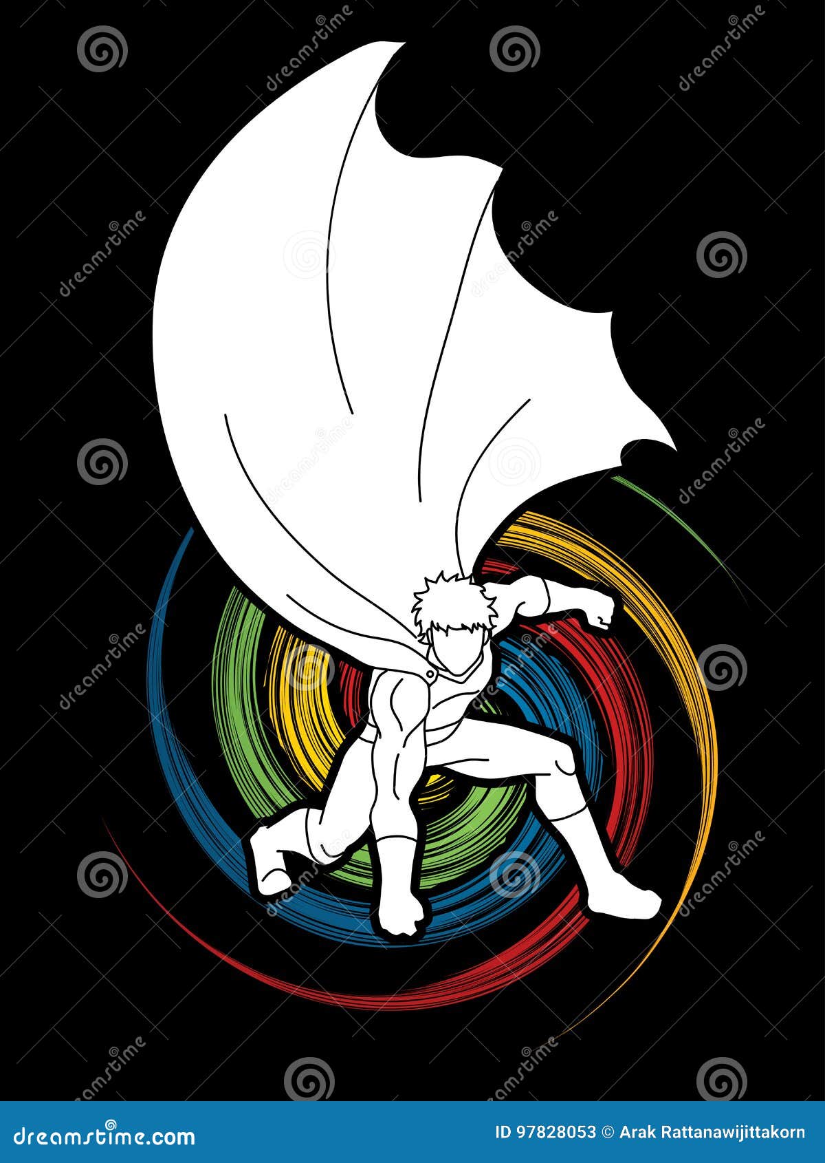 Strong Man. Superhero Landing Powerful Action Stock Vector ...
