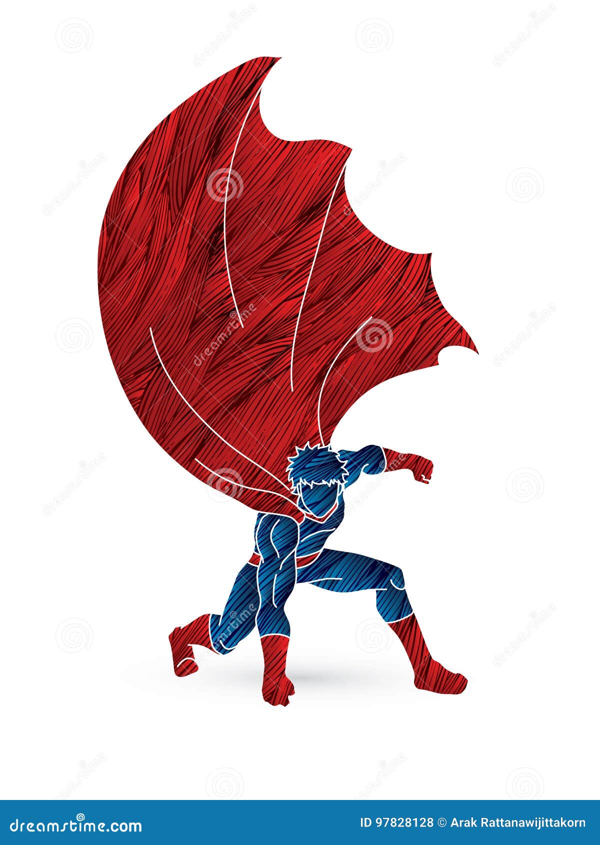 Strong Man. Superhero Landing Powerful Action Stock Vector ...