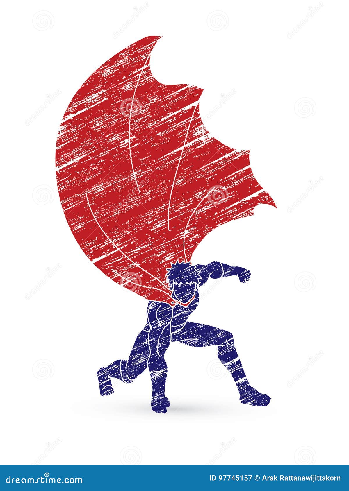Strong Man , Superhero Landing Powerful Action Stock Vector ...
