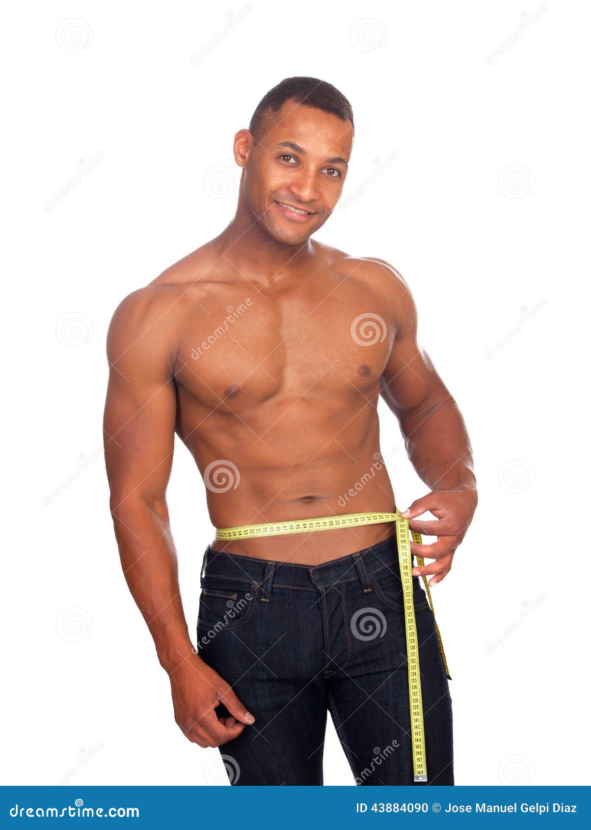 Strong Man with Tape Measure Stock Photo - Image of bodybuilder, chest ...