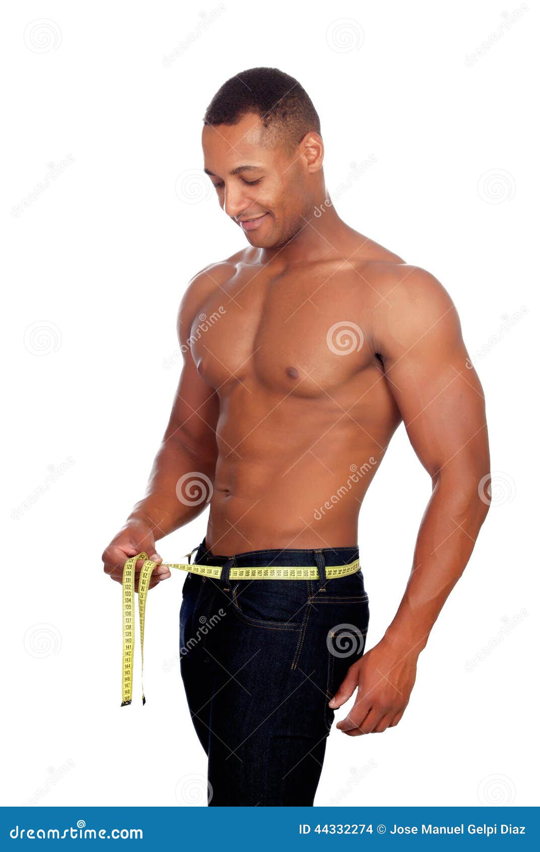 Strong Man with Tape Measure Stock Photo - Image of abdomen, healthy ...